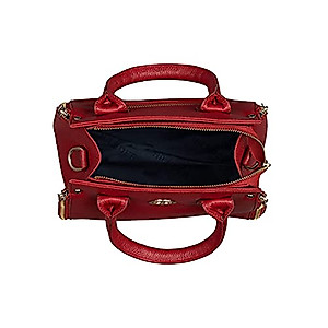 HiLeder Leather Designer Shoulder Tote Purse Satchel Sling Messenger Crossbody Handbag for Women, Medium Size - Red