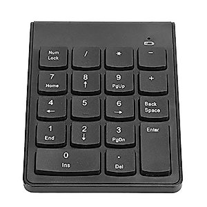Mini Wireless Numeric Keypad, 2.4GHz Wireless 18-Key Silent Financial Accounting Number Pad, for Laptop, Notebook, PC, Desktop (Black)