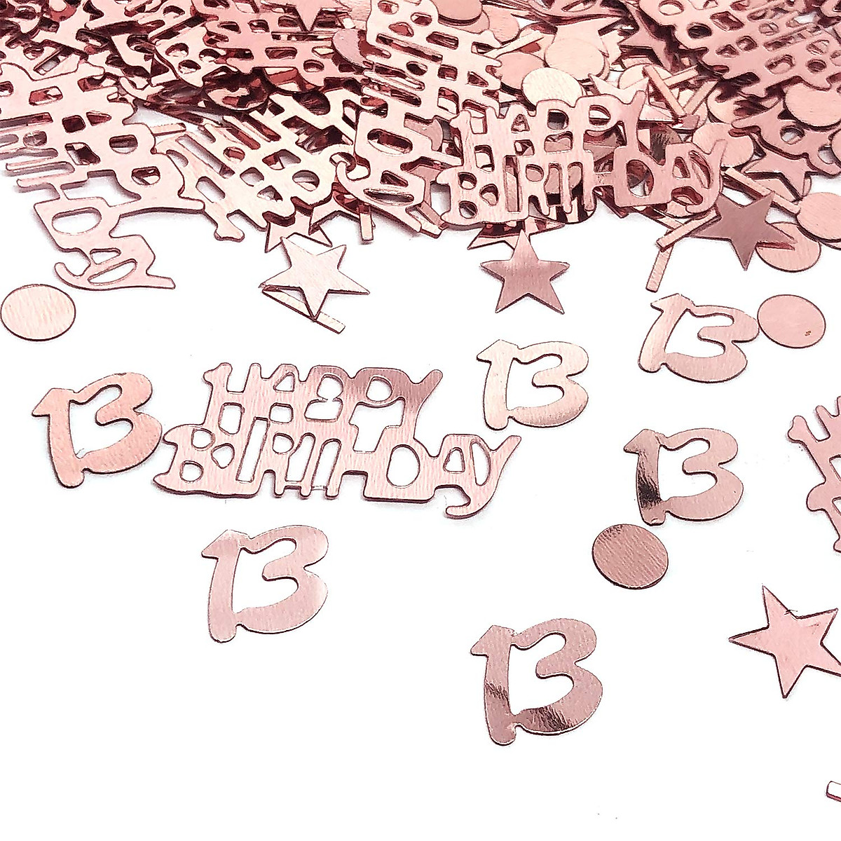 TFYU Happy Birthday Party Table Confetti - Twinkle Stars Foil Metallic Sequins Confetti and Special Events Table Scatters Decorations Confetti Decorations about 700pcs（Rose gold） (13 years old)