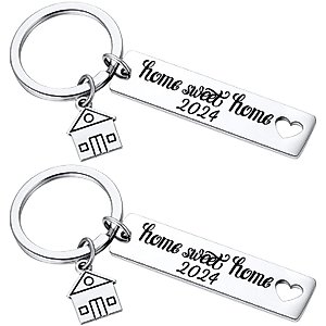 2PCS 2024 Home Sweet Home Key Chain Housewarming Presents, New Homeowner Keychain Closing Gift Ideas, Real Estate Gifts From Agent For Client Congratulations