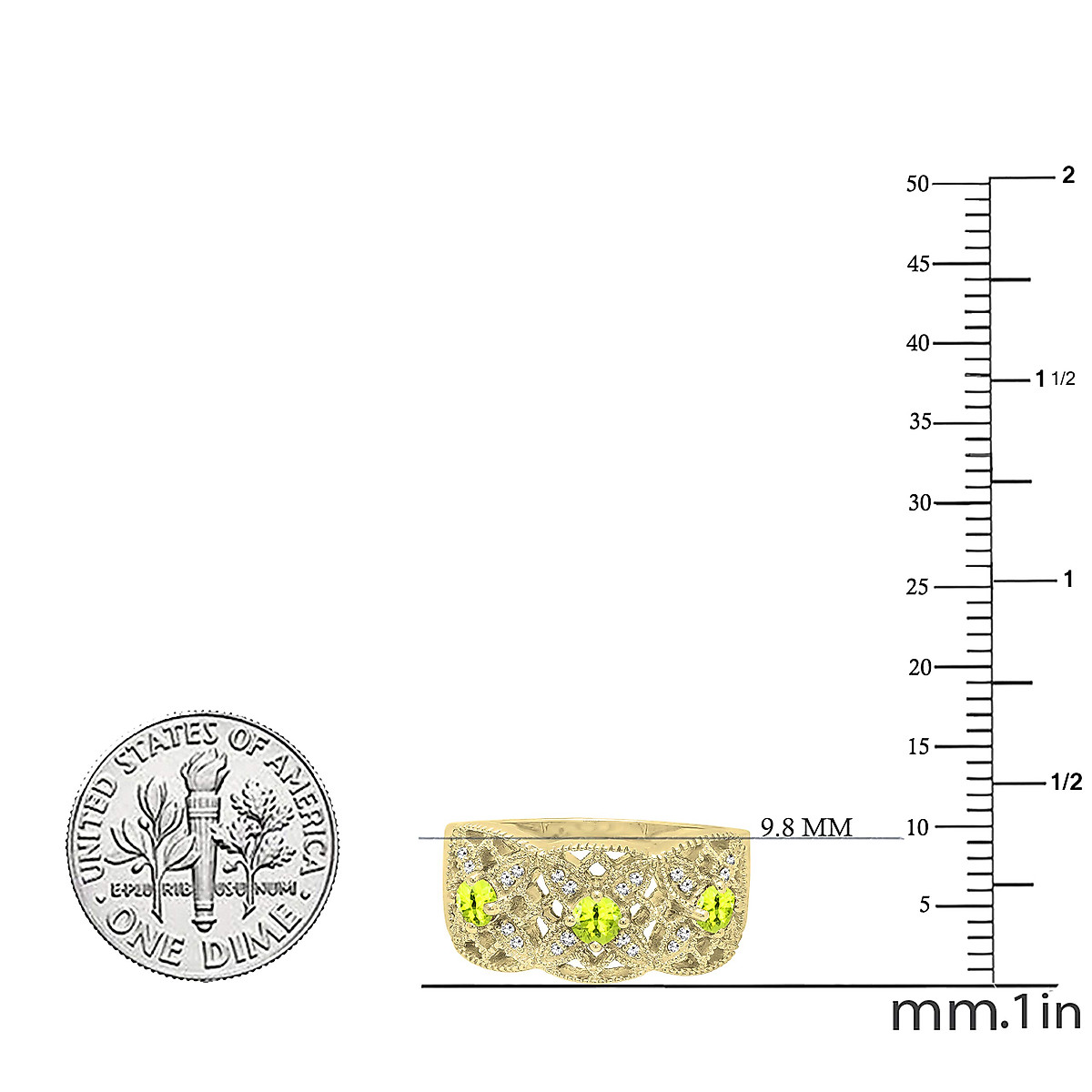 Dazzlingrock Collection 18K Round Peridot & White Diamond Ladies Bridal Engagement Ring, Yellow Gold, Size 6.5