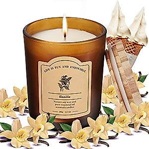 Vanilla Scented Candles for Home, All Natural Soy Wax Candles with Essential Oils, Highly Scented Beeswax Candles, Aromatherapy Candles for Sleep Aid, 9.2oz, Clean Burning(Vanilla, Coconut)