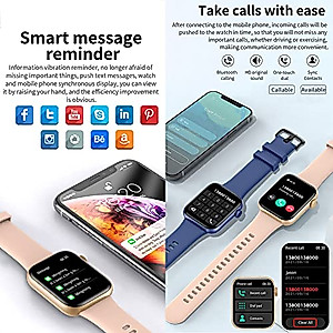 Smart Watch ２０２３ (Answer Make Calls/Voice Control), 1.85‘’ Screen Fitness Watches with 100+ Sports Blood Oxygen Heart Rate Sleep Monitor, SmartWatch for Women Men for Android iOS Phones (Gold)