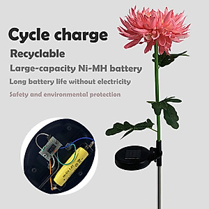 3PCS Outdoor Solar Garden Lights,Spring Artificial Chrysanthemum Waterproof Solar Light LED Lamp, Outdoor Garden Simulation Flower Lawn Lights Home Garden Decor