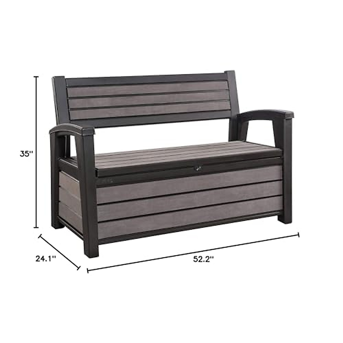 Keter Hudson 60 Gallon Plastic Resin Weather Resistant Outdoor Backyard Patio Storage Bench Deck Box, Brown