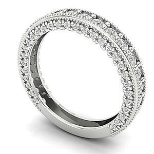 1.44 ct Brilliant Round Cut Clear ZIron 14k White Gold Eternity Wedding Engagement Designer Anniversary Ring Band Sz 5