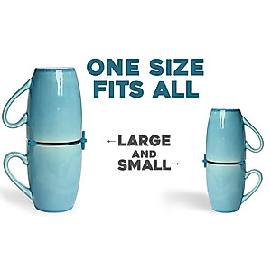 ELYPRO Coffee Mug Organizers and Storage, Kitchen Cabinet Shelf Organizer - Cupboard and Pantry Organization, Expandable Stackable Gadget for Tea Cup and Coffee Mugs, Save Space, Organize (Blue)