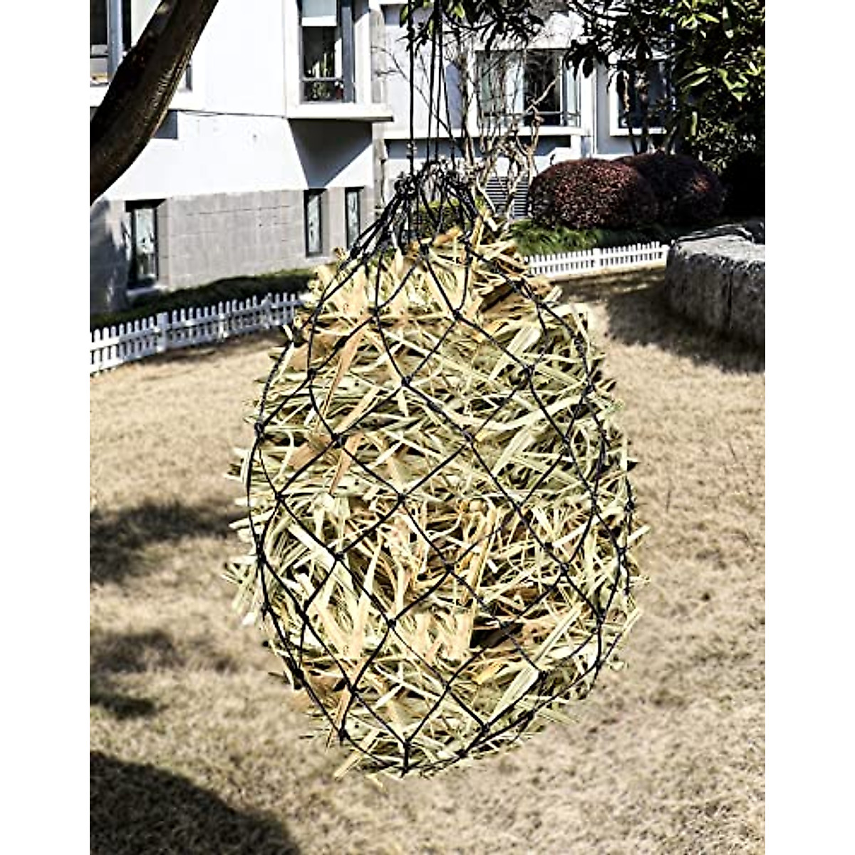 QWORK Slow Feeding Horse Hay Nets, 4" Hole Hay Feeders, 40" Slow Feeding Hay Nets, Hay Nets, Equestrian Feeding Supplies