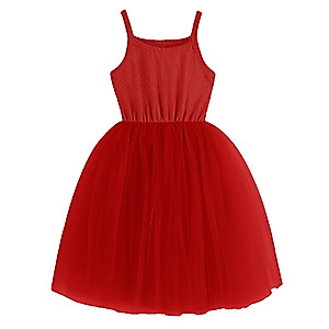 BTGIXSF Baby Girls Tutu Dress Toddler Sleeveless Tulle Dress Princess Infant Party Dresses 1580 Red 4T
