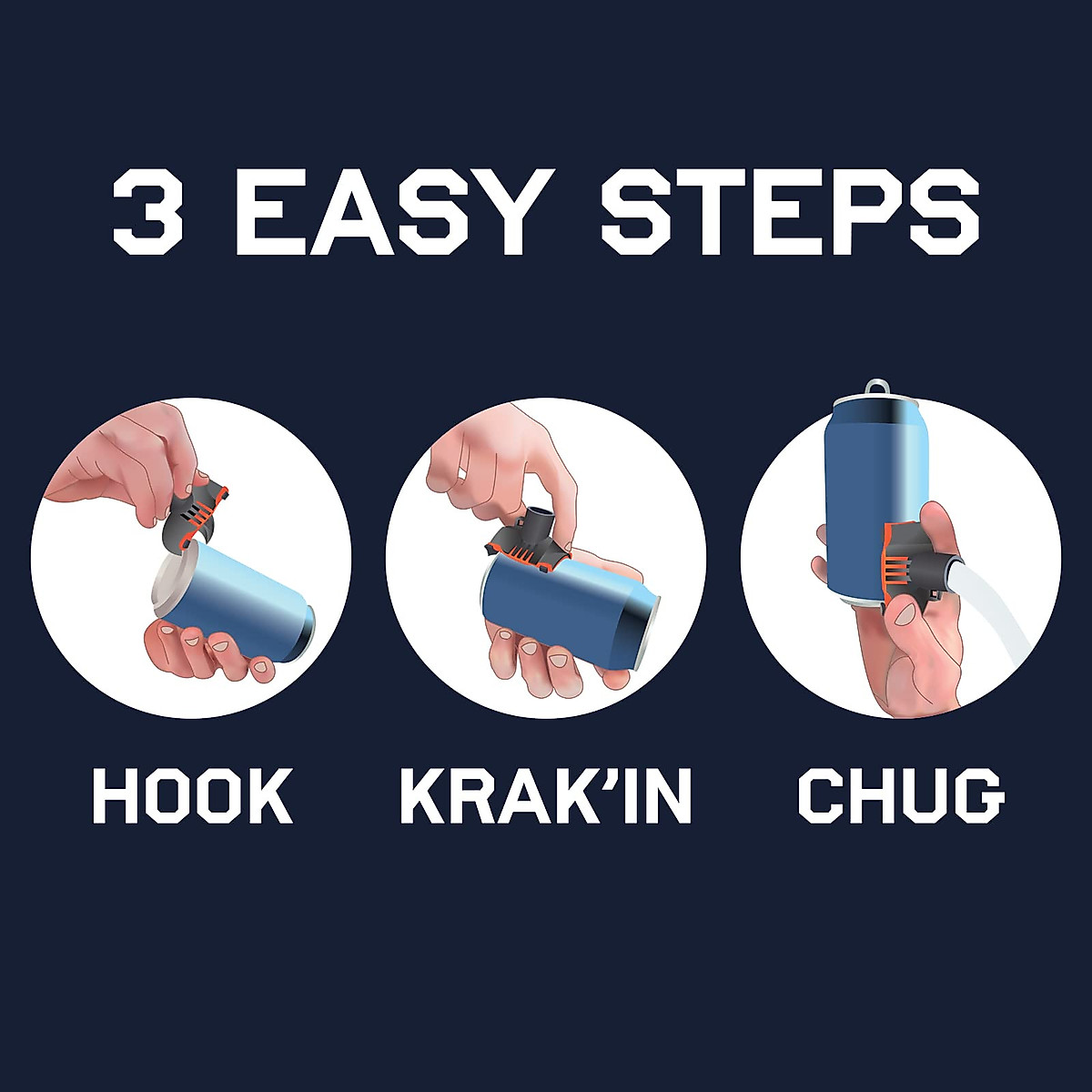 The Krak'in 2.0 (3-Pack) - Innovative Shotgun Tool with Built-in Funnel - Great for Tailgate, Golf Course, Beach, Grad, Bachelorette Party, College House Party, Spring Break, Snowboarding, etc.