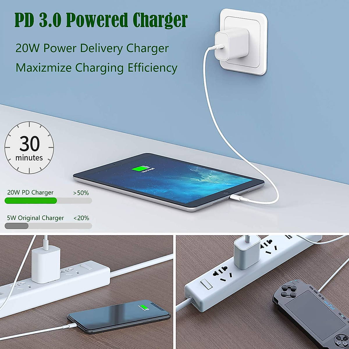 iPhone Charger [Apple MFi Certified] Apple Block USB C Fast Wall Plug with 3FT USB C to Lightning Cable for iPhone 13/14/14 Plus/14 Pro Max/12/12 Pro/Pro Max/11/Air pods Pro/iPad Air 3/Mini 4 (White)