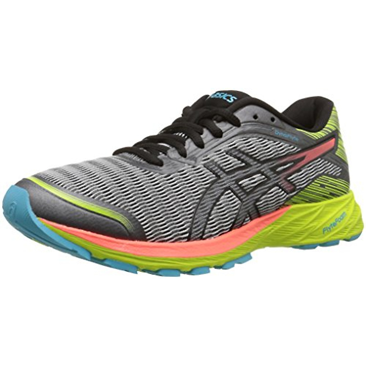 ASICS Women's Dynaflyte Running Shoe, Mid Grey/Flash Coral/Safety Yellow, 7.5 M US