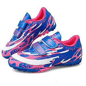 Rhyme-Zeal Boys Indoor Soccer Shoes TF Soccer Shoes Kids Football Shoes Soccer Cleats White Gold 5 Big Kid