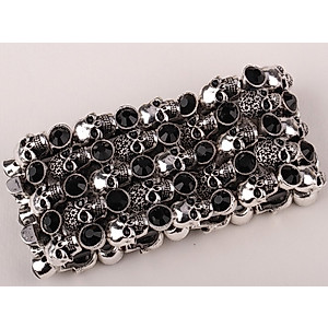 YACQ Women's Skull Stretch Cuff Bracelets - Elastic Band Fit Wrist 7 to 8 inch - Lead & Nickle Free - Women Biker Jewelry