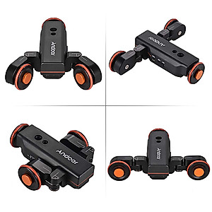 Andoer 3-Wheels Wireless Remote Control Motorized Camera Video Auto Dolly 3 Speed Adjustable with Mini Flexible Ballhead Mount Adapter Compatible with Canon Nikon Sony DSLR Camera Smartphone