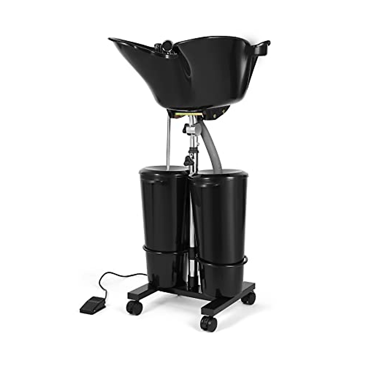 Portable Shampoo Bowl with 2 Water Tanks/Electric Pump Plastic Shampoo Basin Deep Sink Adjustable Height Hair Washing Sink with Drain Hose