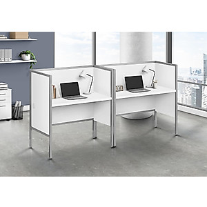 Monarch Specialties I 7729 Office Cubicle, 48" L, Desk, Work, Commercial Grade, White Laminate, Silver Metal