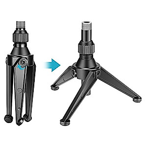 Neewer Foldable Iron Mini Desktop Microphone Tripod Stand, Adjustable Height 4.9-7.5 inches/12.5-19 centimeters for Lectures, Podcasts, Online Chat, Meeting, Screencasts and More (NW-050)