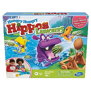 Hasbro Gaming Hungry Hungry Hippos Launchers Game for Kids Ages 4 and Up, Electronic Pre-School Game for 2-4 Players