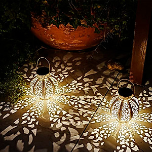 Generep Solar Lanterns, Retro Metal Solar Lights with Handle, 4 Lumen Sun Powered Garden LED Decorative Lighting for Yard, Tree Fence, Patio, Lawn, Balcony and Terrace(2 Pack)