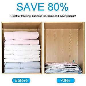 10 Pack Vacuum Storage Bags Double-Zip Seal - 80% More Space Saver Bags for Clothes, Blankets, Pillows - Vacuum Bags with Hand-Pump for Travel (1 Jumbo, 3 Large, 3 Medium, 3 Small)
