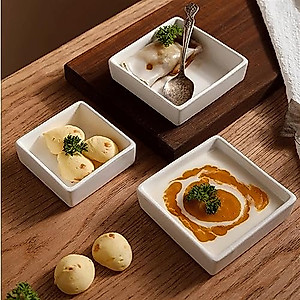 TRESORS Appetizer Plates Snack Bowls Ceramic Square Soy Sauce Bowl White Dipping Sauce Ketchup BBQ Sushi Condiment Soy Sauce Bowl Salad Plates Dinner Plates (Color : Large)