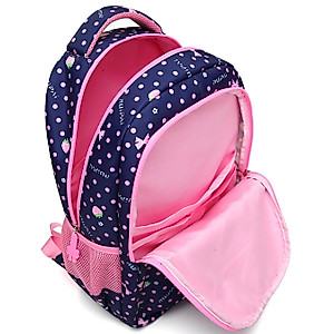 MIFULGOO Kid Girl School Backpack Water Resistant Elementary Dot Bookbag with Chest Strap (RoyalBlue)