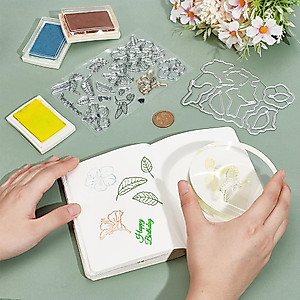 INFUNLY Die and Stamp Set for Card Making Hibiscus Flower Cutting Dies Clear Stamp Set Hummingbird Silicone Stamps Die Cut 3D Stencil Template for DIY Scrapbooking Christmas Craft Album Decoration