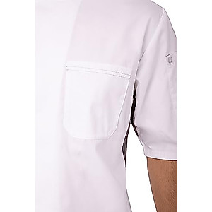 Chef Works Men's Valais V-Series Chef Coat, White W/ Grey Contrast, X-Large