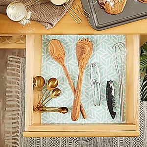 DII Fridge & Shelf Liner Collection Non-Adhesive, Cut to fit, Machine Washable, 12x20, Bright Aqua Abstract Leaf, 2 Piece