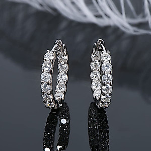 AINUOSHI Moissanite Huggie Earrings for Women Hoop Sterling Silver Hypoallergenic Earring Anniversary Birthday Gifts for Her, Christmas New Year Jewelry Gifts