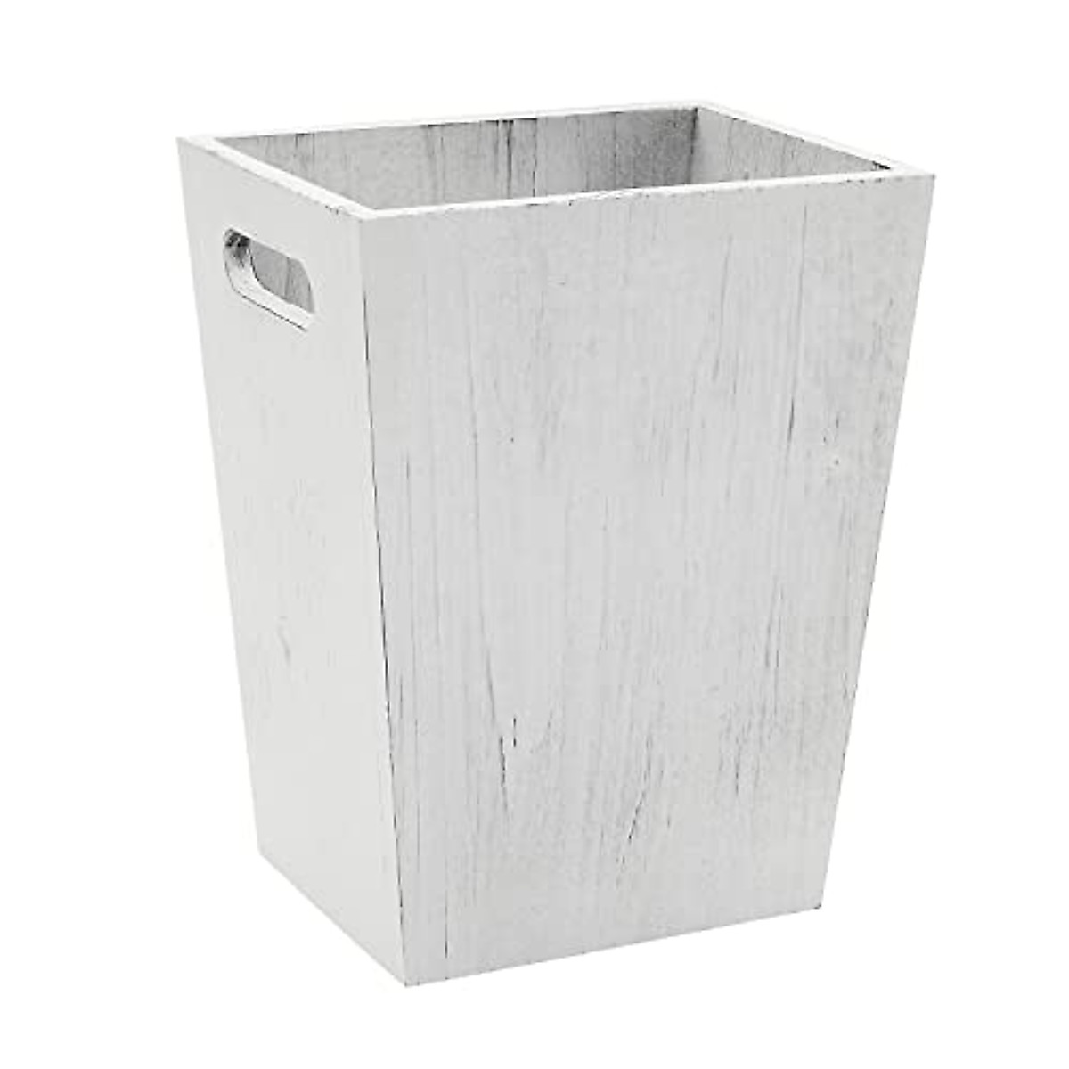 Farmlyn Creek 2 Piece Rustic Bathroom Trash Can Set with Handles for Bedroom, Living Room, Office (White-Washed, 2 Sizes)