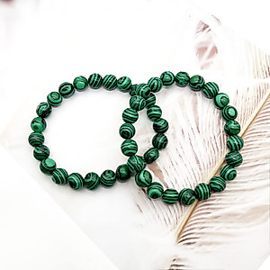 YOOESTORES82 Malachite Bracelet Set,Handmade Gemstone Beaded Stretch Bracelets for Women Men Yoga Bracelet Stone Crystal Beads Bracelets (A)