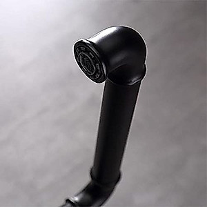 KunMai Industrial Pipe Style Single Hole Kitchen Faucet with Double Handle in Matte Black