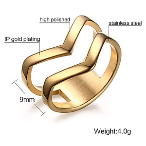 OIDEA Stainless Steel Chevron V rings Bands for Women Wedding Rings,Size 6
