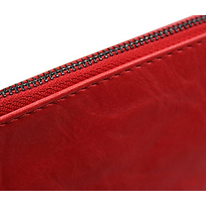 C.C-US Women Oversized Envelope Handbag Soft Leather Clutch Evening Bag Purse with Wrist Strap (Red)