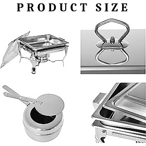 4.5L Stainless Steel Chafing Dish with Lid, Rectangular Foldable Buffet Server Pans Food Warmer, for Wedding, Parties, Banquet, Catering Events