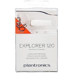 Plantronics Explorer 120 Bluetooth Headset - Frost White - Car Kit Included