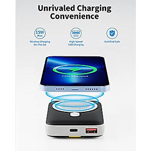 Mag-Safe Battery Pack for Apple,10000mAh Mag-Safe Power Bank,Mag-Safe Portable Charger,Magnetic Power Bank for iPhone,Magnetic Portable Charger Compatible for iPhone 14/13/12 Mini/Pro/Pro Max Black
