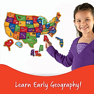 Learning Resources Magnetic US Map Puzzle - 44 Pieces, Puzzles for Kids Ages 4+, US Map for Kids Learning, Geography for Kids,Kindergartner Learning Toys