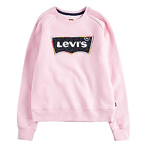 Levi's Girls' Crewneck Sweatshirt, Rose/Confetti, L