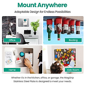 MagGrip GripPlate Stainless Steel Plate Spice Jar Grips | Easily attach over 6 Large 6.5 x 9 Inches | Any Space, Any Place not Included