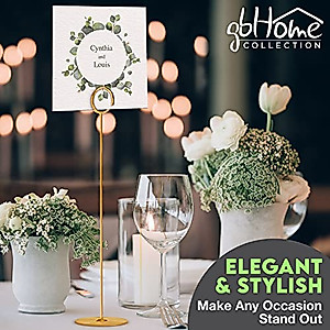 Gray Bunny 12 Pieces Gold Table Number Holders 12 Inches Tall Metal Place Card Holders for Photos, Food Signs, Memo Notes, Weddings, Restaurants, Birthdays