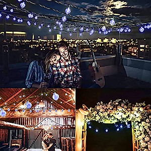 Attimit Solar String Lights Outdoor 50 Led 24 Feet Crystal Globe Lights with 8 Lighting Modes, Waterproof Solar Powered Patio Lights for Garden Yard Porch Wedding Party Decor (Blue)