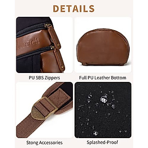 Celvetch Sling Bag for Men - Canvas Sling Backpack Mens Crossbody Bag Large Shoulder Bag for Hiking Travel - Black