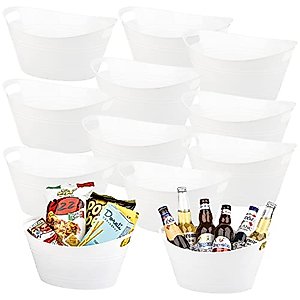 Tiawudi 12 Pack Plastic Storage Bins, Multi-Use Organizer Bins, Oval Storage Tubs for Home & Bathroom Organization, 4.5 Liter Each