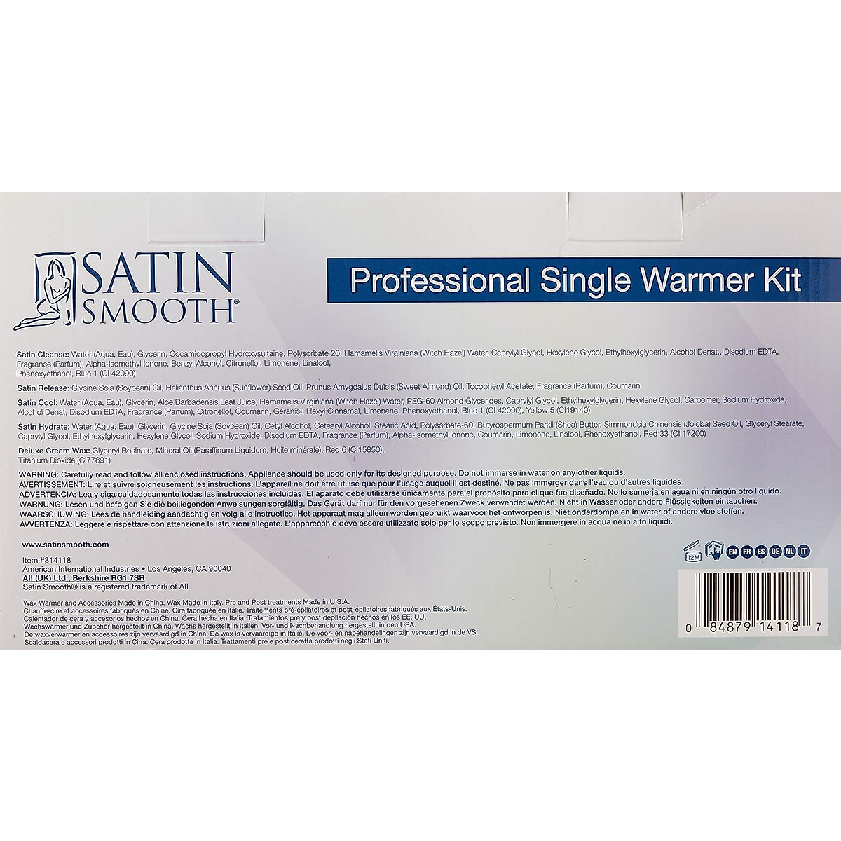 Satin Smooth Professional Single Deluxe Cream Wax Warmer Kit For Unwanted Facial And Body Hair Removal