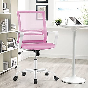 Ergonomic Home Office Chair – Rolling Desk Chair with Lumbar Support and Armrest, Height Adjustable Breathable Mesh Chair, Mid Back Executive Task Chair with Padded Seat and Tilt Function