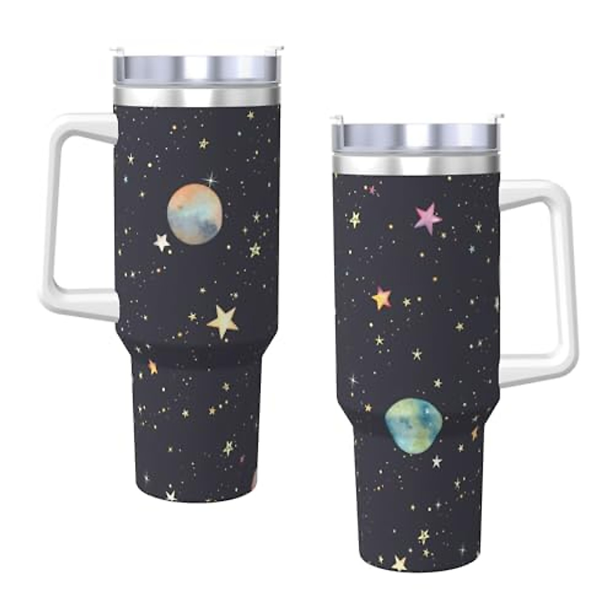 HULIBIN Galaxy.. Print Double Deck Stainless Steel Travel Coffee Cup With Lid 40 Oz Ice Bully Cup