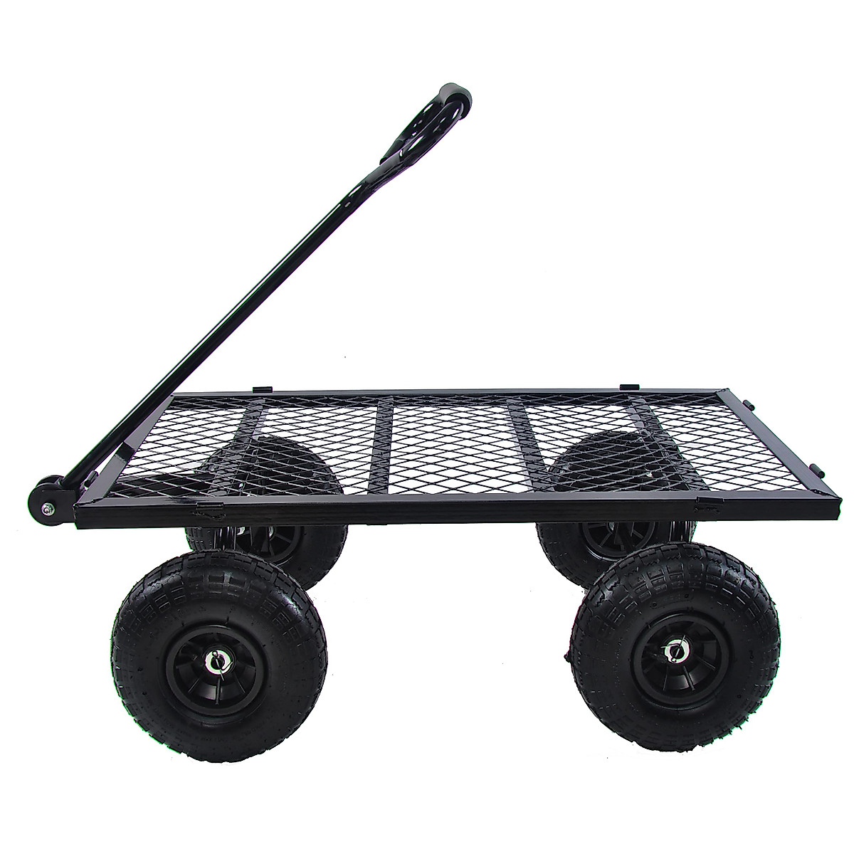 HJRTFLXC Garden Cart Utility Wagon with Removable Sides Tools cart Wheel Barrow Capacity Mesh Steel Can be Used in Farms, Warehouses, etc. (Black)
